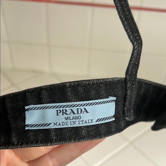 Prada | Tops | Prada Blackgrey Denim Triangle Bralette | Poshmark